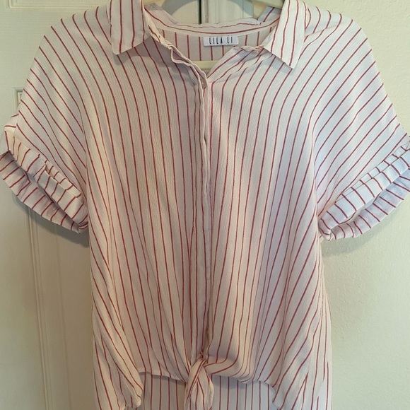LILA RYAN | Tops | Red Pinstripe Lila Li Top | Poshmark